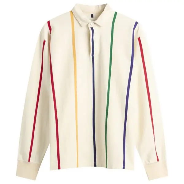 DRAKE'S Colourful Vertical Stripe Rugby - White Multi