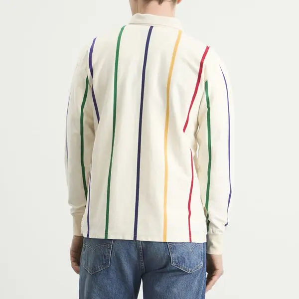 DRAKE'S Colourful Vertical Stripe Rugby - White Multi