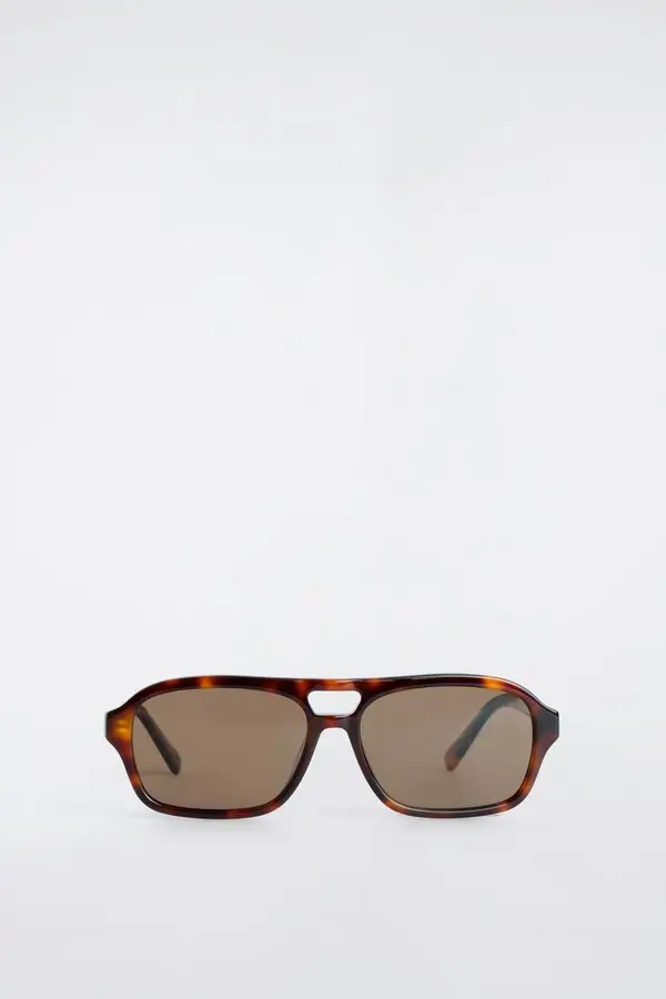 Cos Rectangular Aviator Sunglasses - Brown