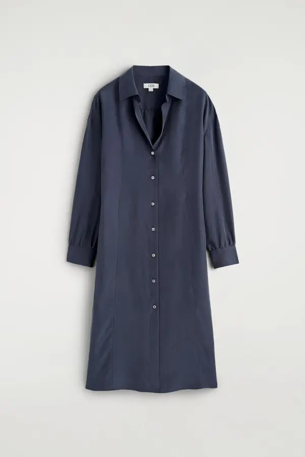 Cos Gathered Crinkled-silk Midi Shirt Dress