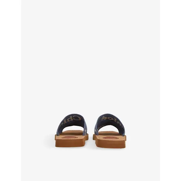 Chloé Woody Canvas Sandals - Mid Blue