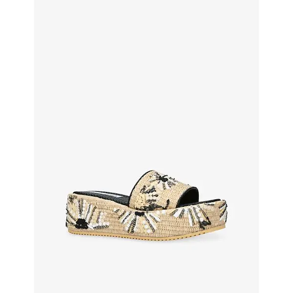Steve Madden Decor Embroidered Raffia Mules