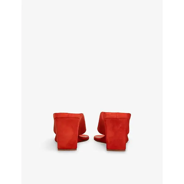 Alaïa Tong 75 Suede Wedge Sandals - Orange