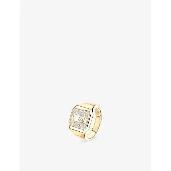 Messika Move Joaillerie Pavé 18ct Gold And 0.27ct Diamond Signet Ring - Yellow