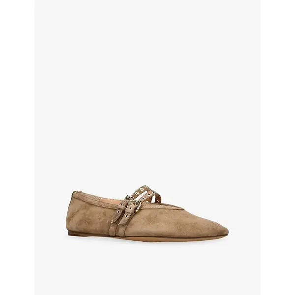 Steve Madden Lydia Suede Ballet Flats With Buckle Fastening - Mid Brown