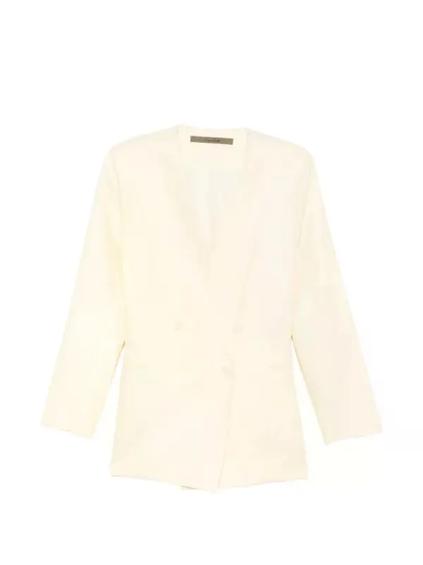 Enza Costa Double-breasted Linen Blazer - Yellow