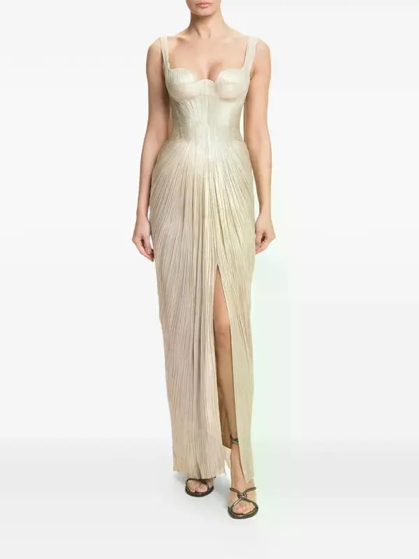MARIA LUCIA HOHAN Anais Pleated Maxi Dress - Neutrals