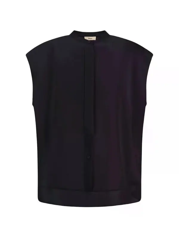 Herno Mandarin-collar Cady Blouse - Black
