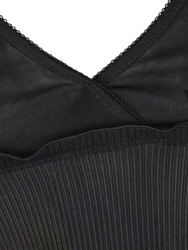 Saint Laurent Ribbed Silk Tank Top - Black