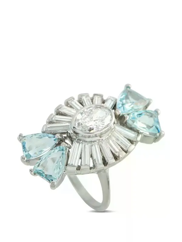 LB EXCLUSIVE Diamond And Aquamarine Ring - Silver