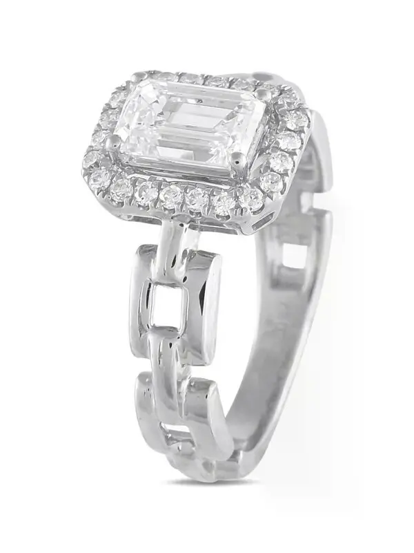 LB EXCLUSIVE Square Link Diamond Ring - Silver