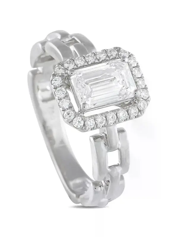 LB EXCLUSIVE Square Link Diamond Ring - Silver