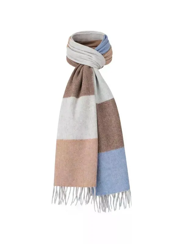 CHELSEY IMPORTS Striped Fringed Scarf - Grey