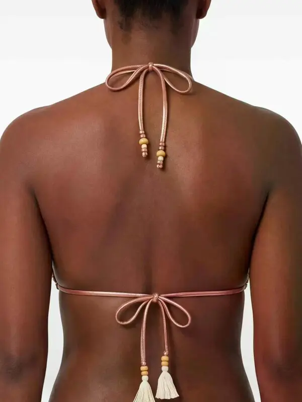 DEL MAAR Crochet Beaded Triangle Bikini Top