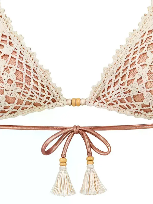 DEL MAAR Crochet Beaded Triangle Bikini Top