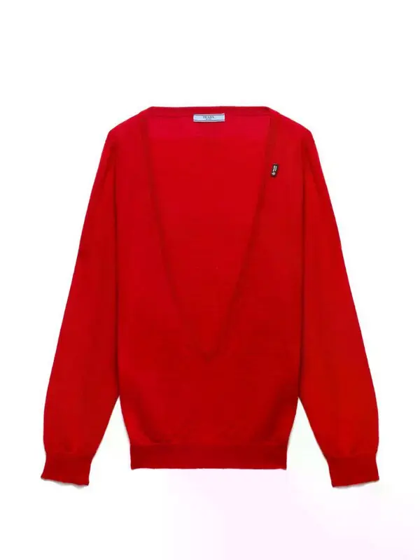 Prada V-neck Cashmere Sweater - Red