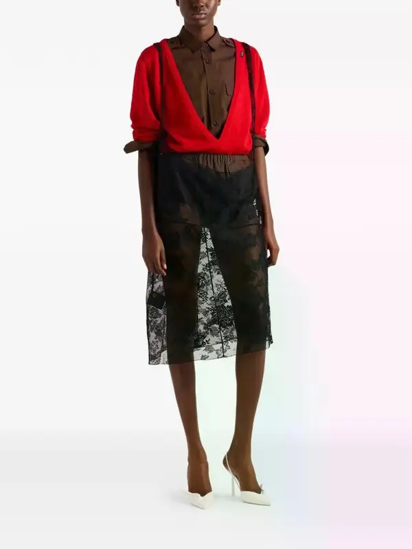 Prada V-neck Cashmere Sweater - Red
