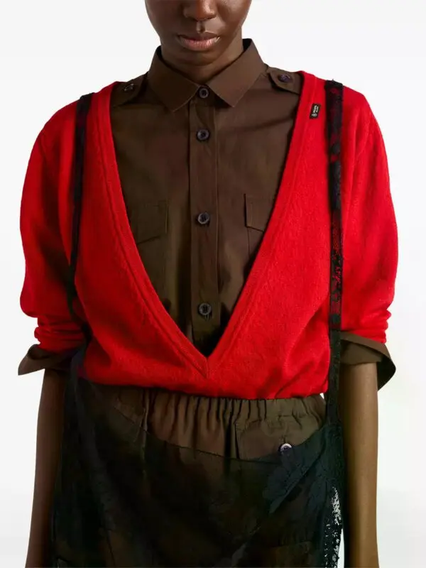 Prada V-neck Cashmere Sweater - Red