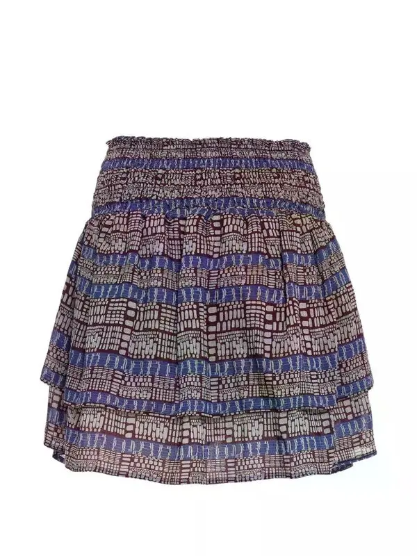 Devotion Patterned Ruffled Skirt - Blue