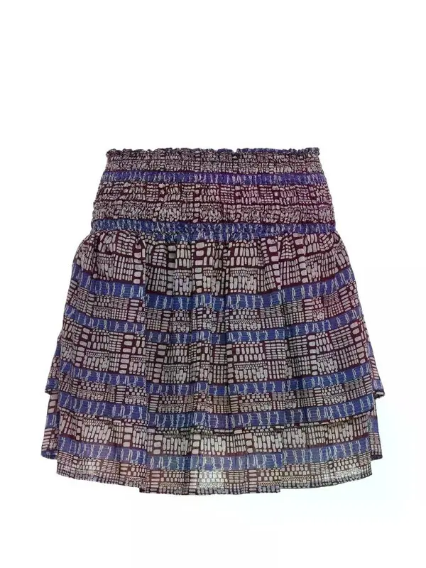 Devotion Patterned Ruffled Skirt - Blue