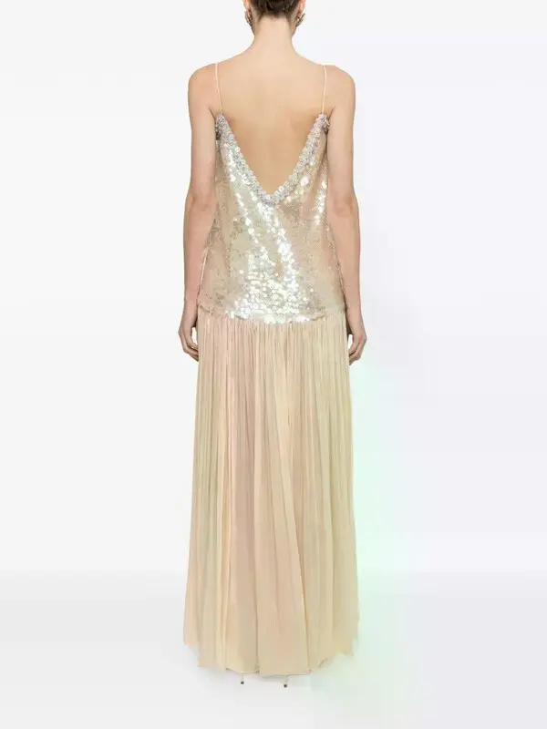NISSA Sequin Maxi Dress With Deep V-neck And Spaghetti Straps