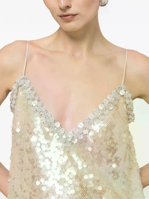 NISSA Sequin Maxi Dress With Deep V-neck And Spaghetti Straps
