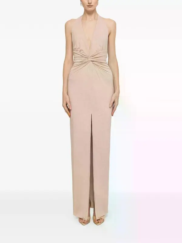 NISSA Glitter Maxi Dress - Neutrals