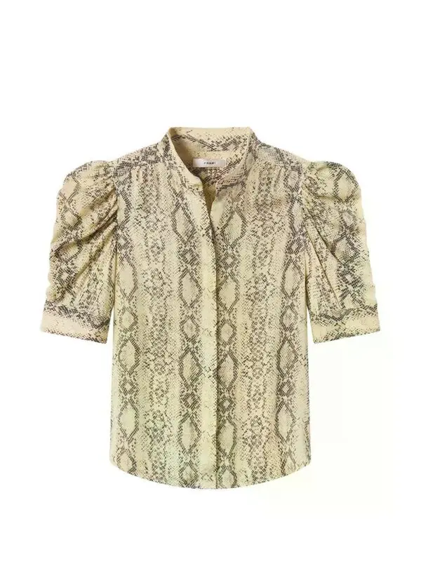 FRAME Snakeskin-print Puff-sleeve Shirt