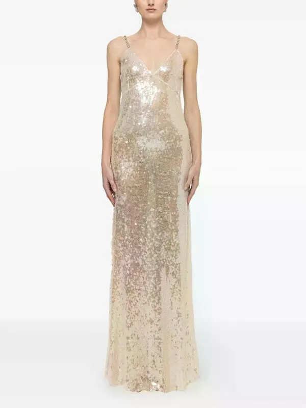NISSA Backless Sequin Embellished Maxi Dress