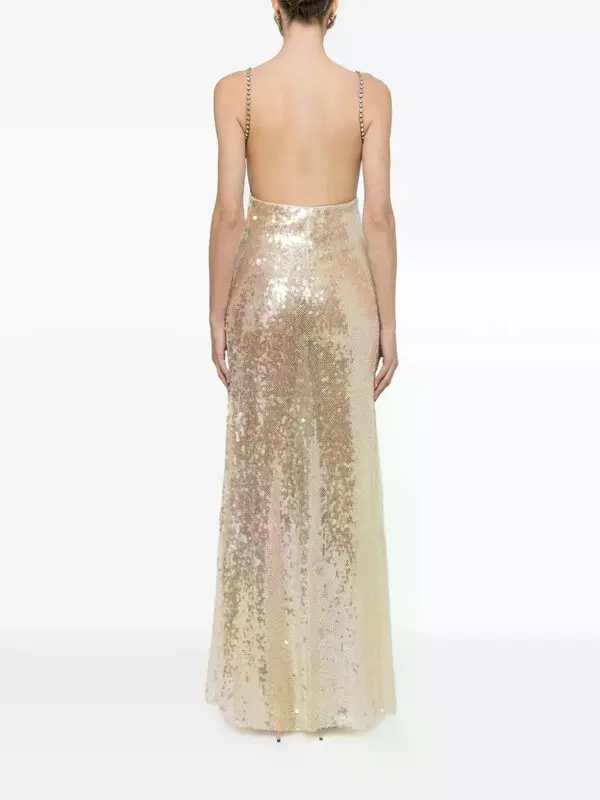 NISSA Backless Sequin Embellished Maxi Dress