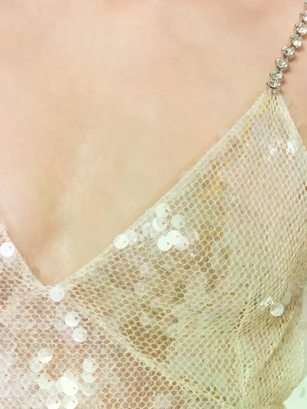 NISSA Backless Sequin Embellished Maxi Dress