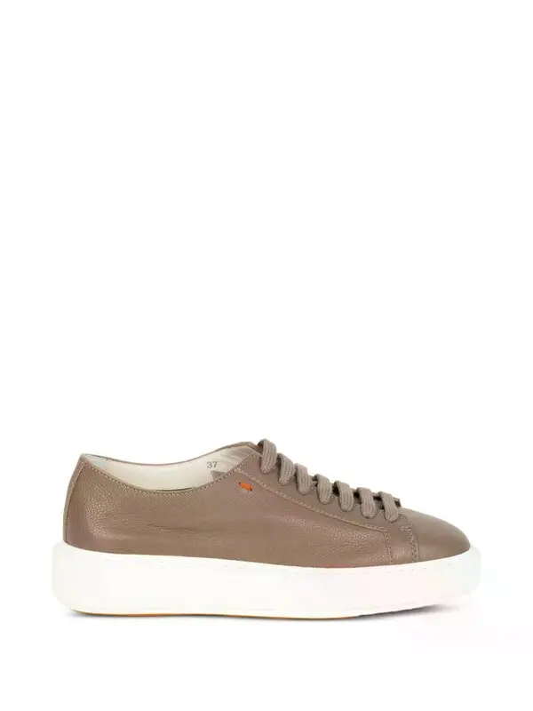 Santoni Leather Lace-up Sneakers - Neutrals