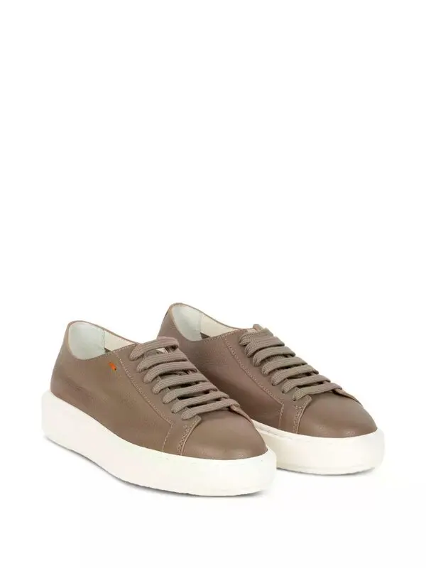 Santoni Leather Lace-up Sneakers - Neutrals