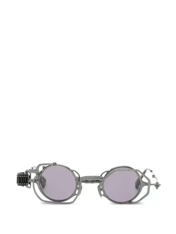 KUBORAUM Textured Round Frame Sunglasses - Silver
