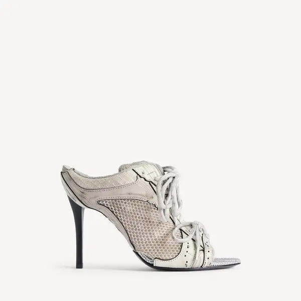 Balenciaga Stapler Sandal Heel - Grey & Silver