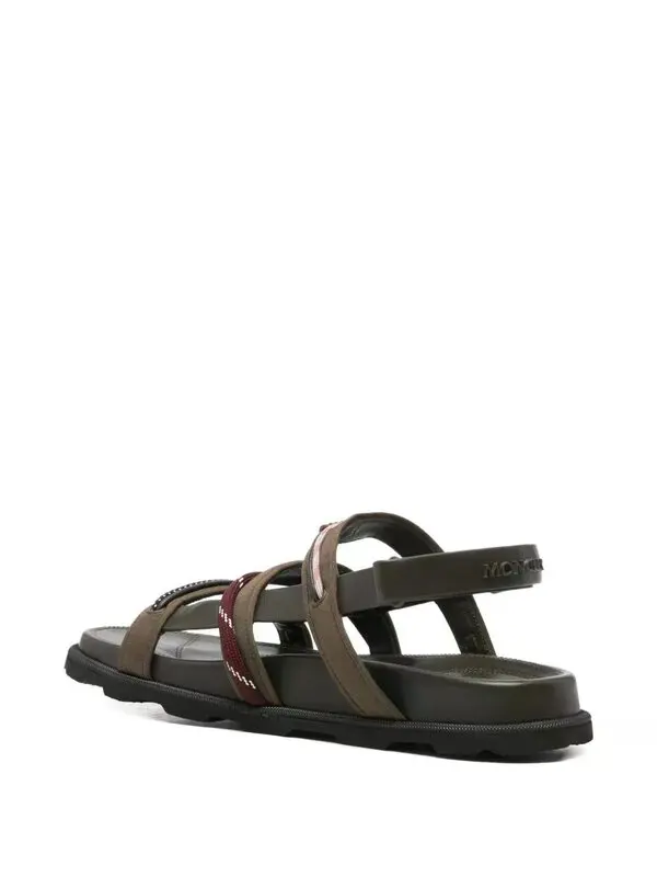Moncler Multi-strap Leather Sandals With Hardware Detail - Green
