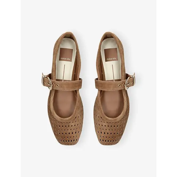 Dolce Vita Mikel Perforated Suede Ballet Flats - Mid Brown
