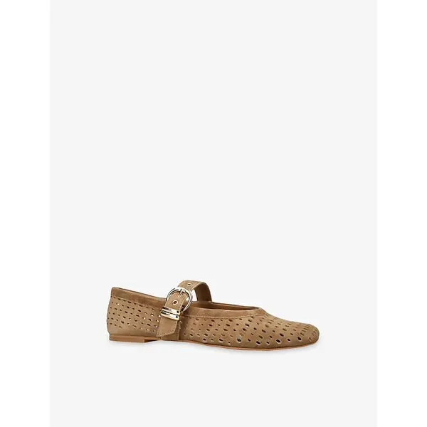Dolce Vita Mikel Perforated Suede Ballet Flats - Mid Brown