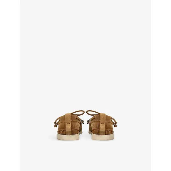 GOLDEN GOOSE Suede Boat Shoes With Fringe Detail - Camel