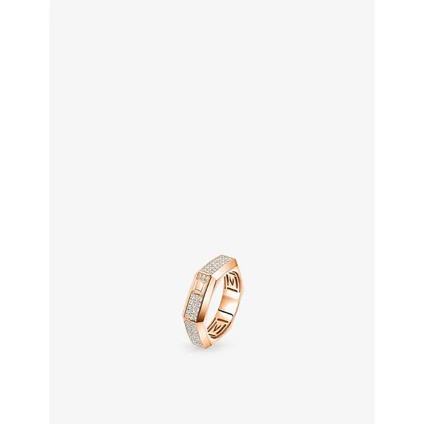 Messika Moderniste Medium Pave 18ct Gold And Diamond Ring - Pink