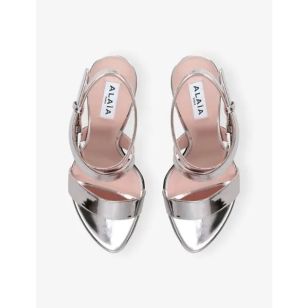 Alaïa Crossover Leather Heeled Sandals