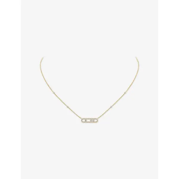 Messika Move Classique Baby Move Pavé 18ct Gold And 0.33ct Diamond Necklace - Yellow