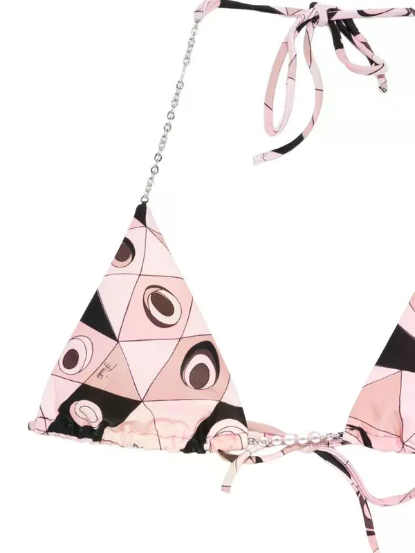 Emilio Pucci Occhi Chain Triangle Bikini Top - Pink