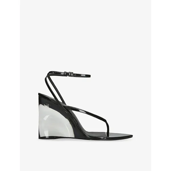 Alaïa Pointed-toe Leather Wedge Sandals - Black
