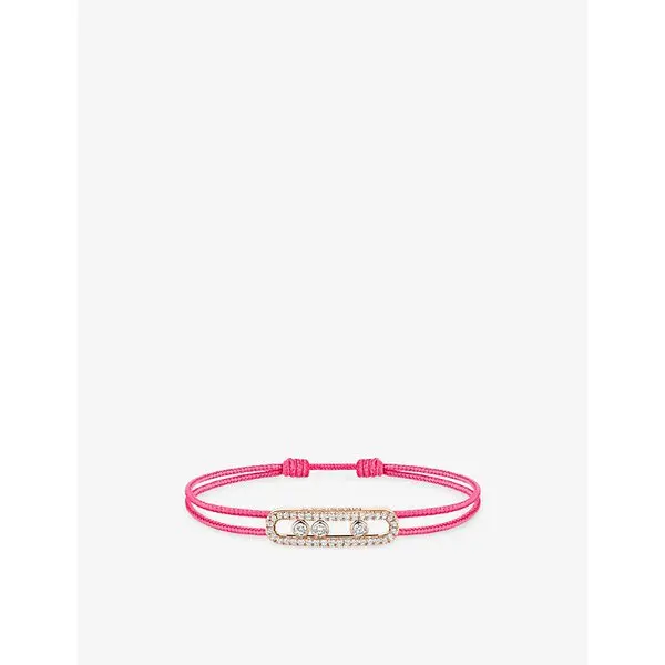 Messika Care Pavé Diamond And 18ct Rose Gold Cord Bracelet - Pink