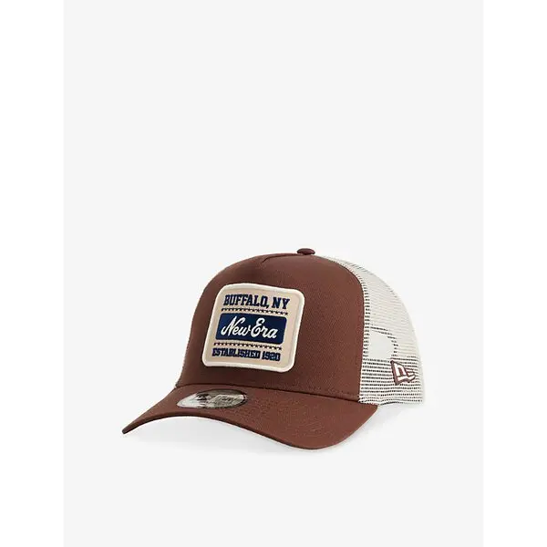 New Era Branded Cotton And Mesh Trucker Cap - Brown