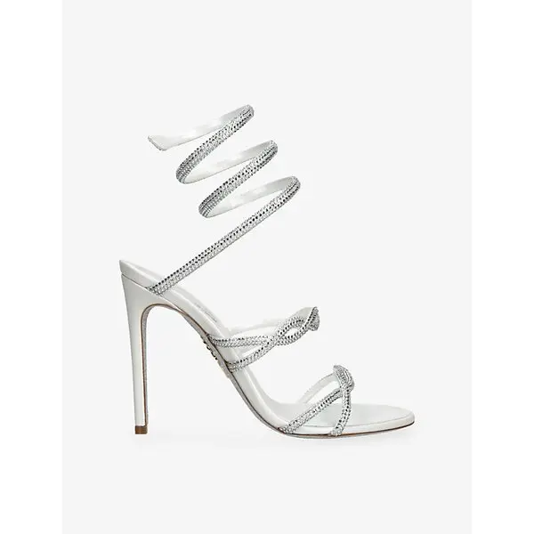 Rene Caovilla Cleo Twist 105 Crystal-embellished Heeled Sandals - White