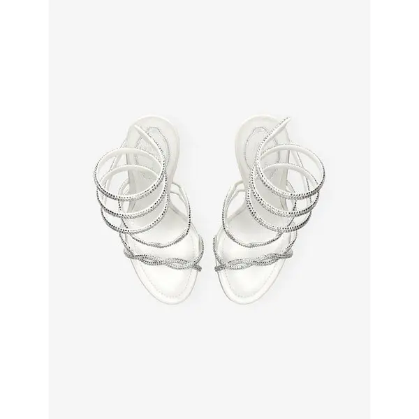 Rene Caovilla Cleo Twist 105 Crystal-embellished Heeled Sandals - White