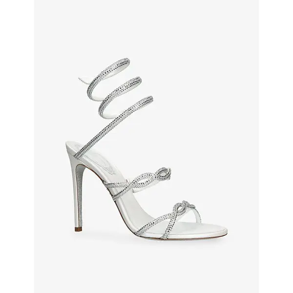 Rene Caovilla Cleo Twist 105 Crystal-embellished Heeled Sandals - White