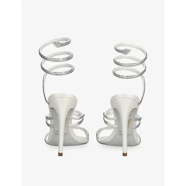 Rene Caovilla Cleo Twist 105 Crystal-embellished Heeled Sandals - White